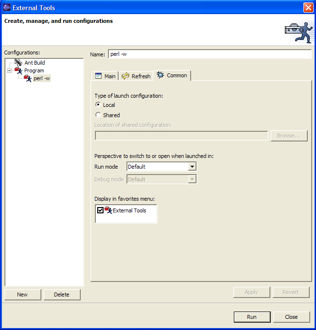 Running Perl Scripts Within Eclipse